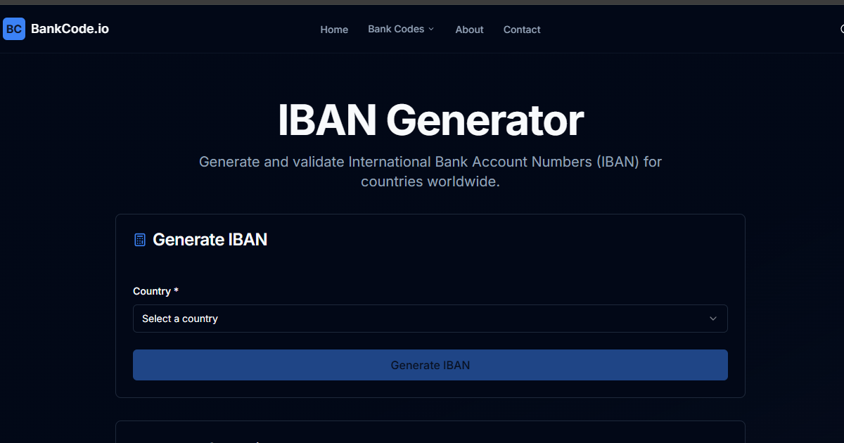 IBAN Generator | Fast & Free International Bank Account Generator