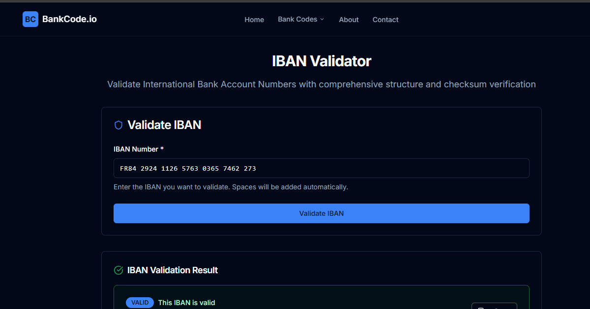 IBAN Validator | Free International Bank Account Validation Tool
